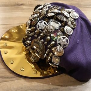 Handmade | Accessories | New Runway Jeweled Out Spike Studded Skull Cap ...